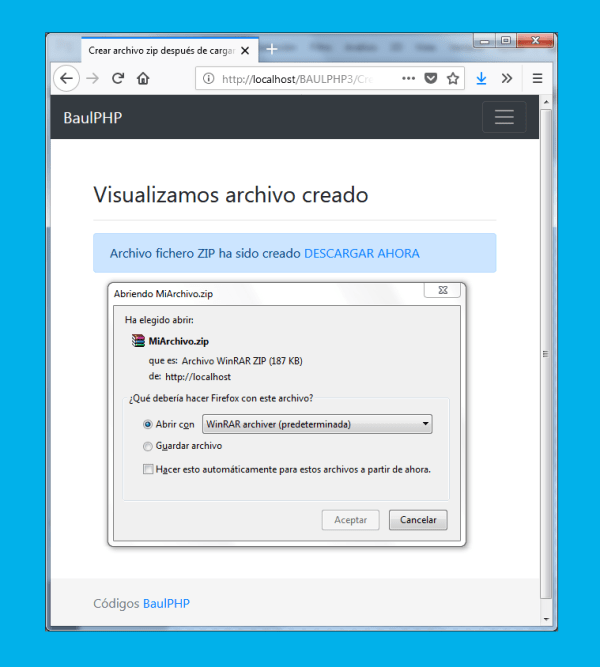 Descargar creador de archivos ZIP mediante formulario » BaulPHP